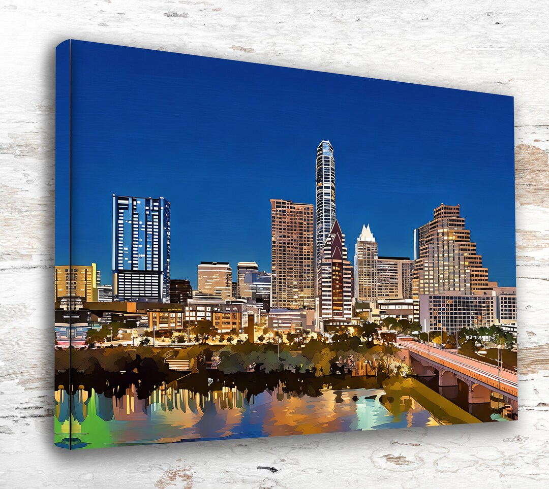 Austin Texas Canvas Watercolor, Austin City Wall Art, Austin Texas ...