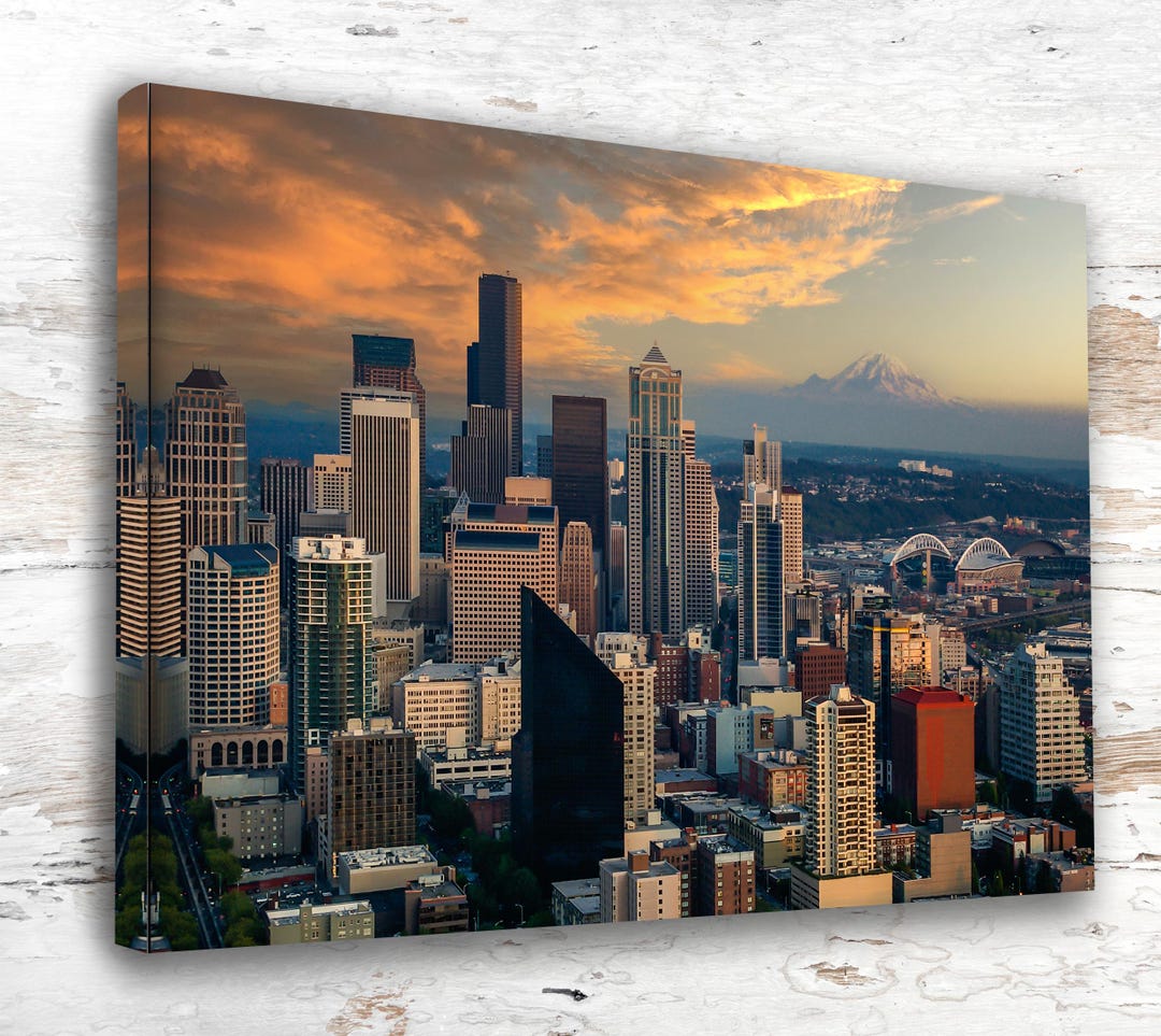 Seattle Wall Art - Seattle Watercolor Canvas Print, Travel Art Decor ...