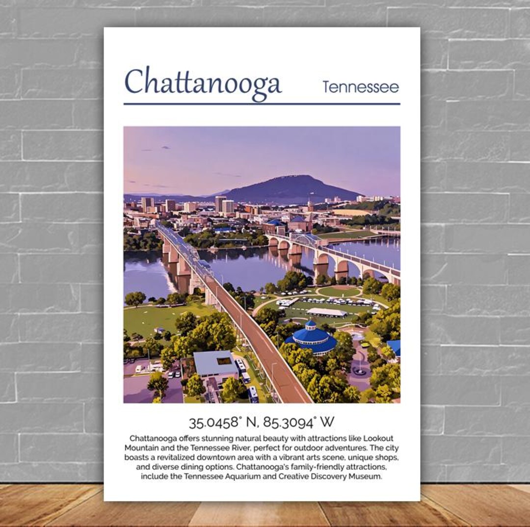 Chattanooga TN Skyline Wall Art - Custom Canvas Cityscape Print ...