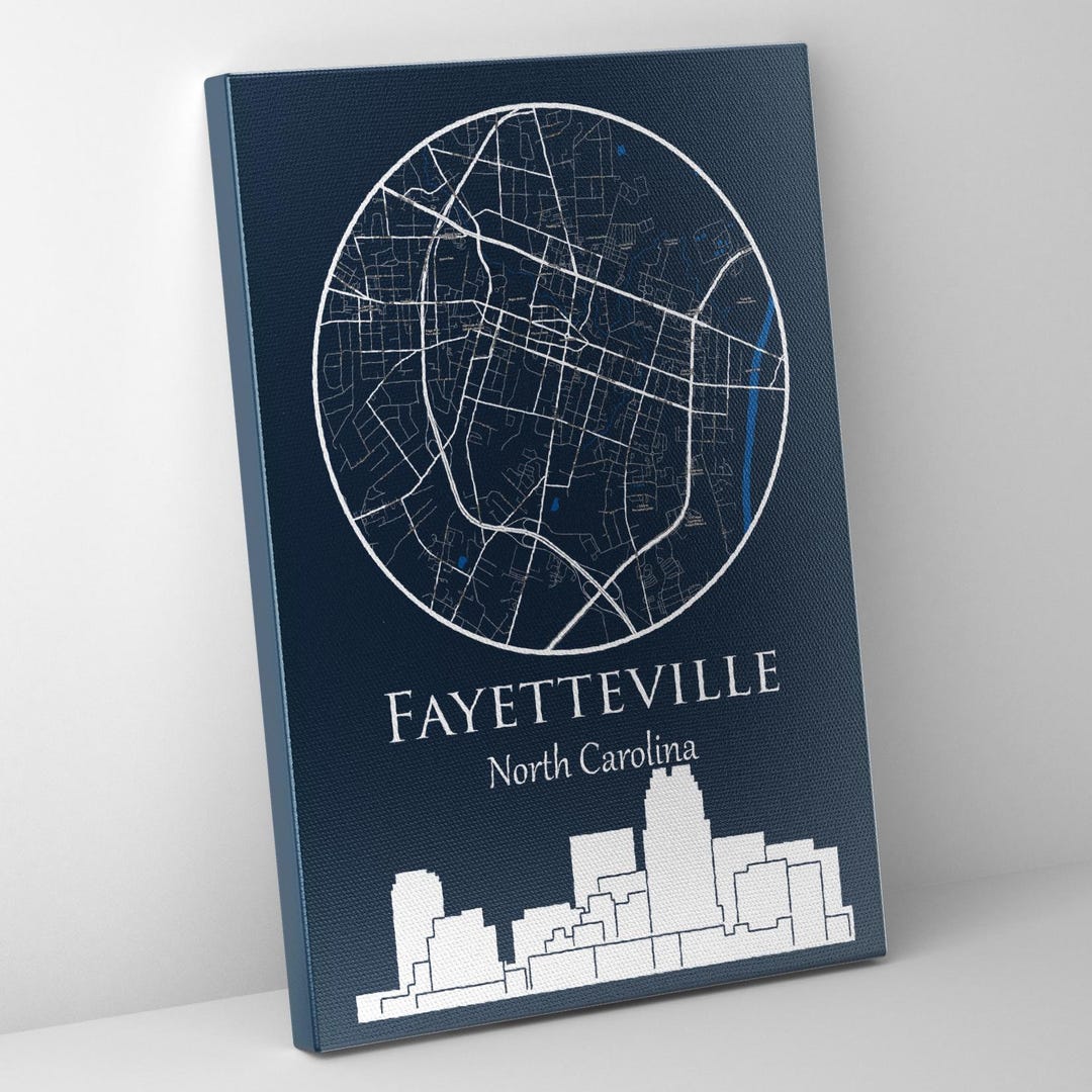 Fayetteville North Carolina Map Canvas Print - Fayetteville Home Decor ...