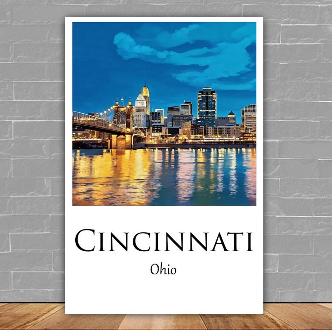 Cincinnati Wall Art - Cincinnati Canvas Print, Travel Art Poster ...