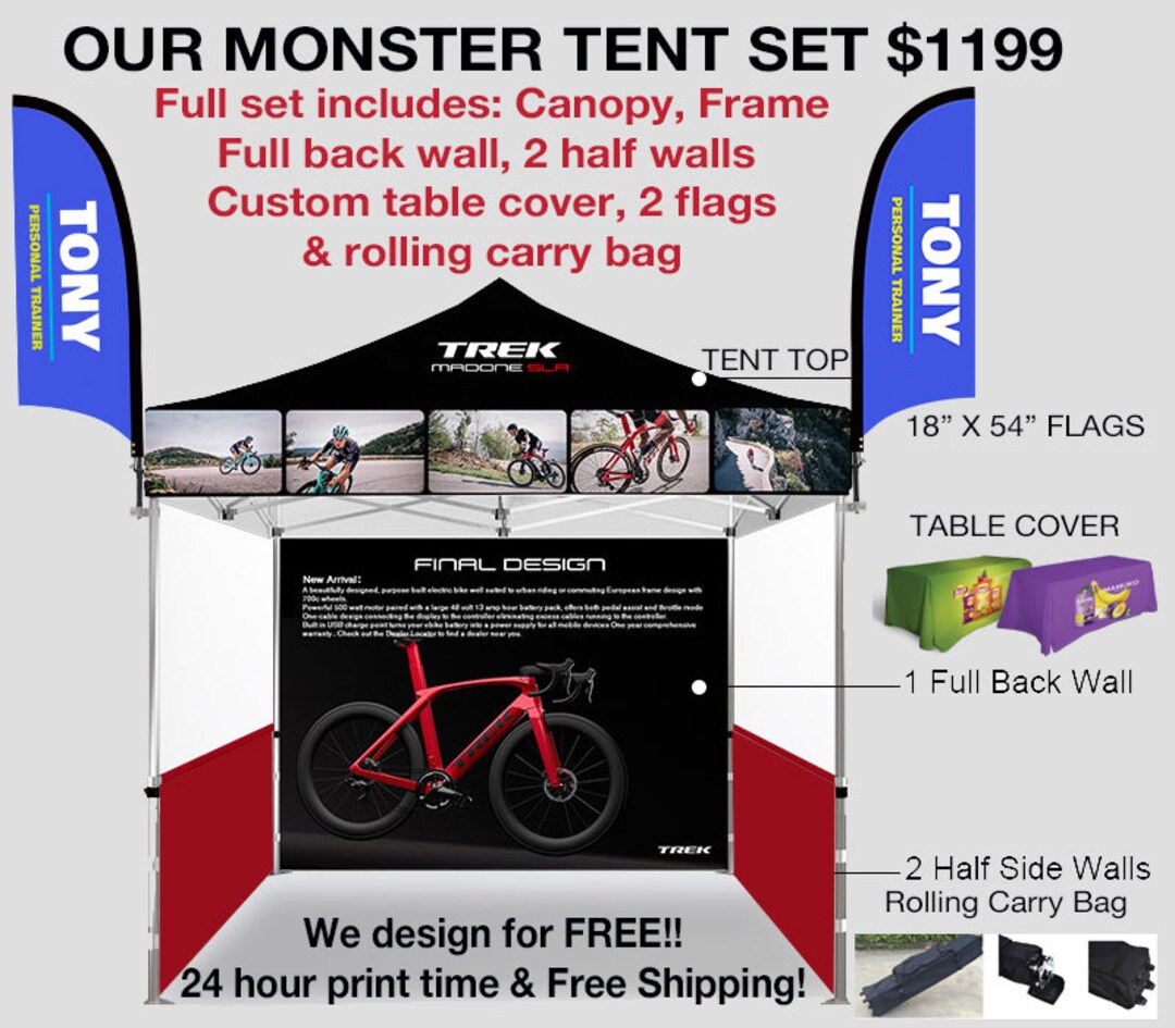 MONSTER TENT SET Custom Pop-up Canopy Tent 10X10 Event Tent Set W ...