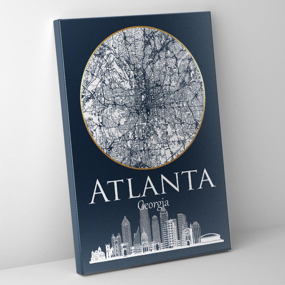 Atlanta Map Canvas Print Atlanta Wall Art, Atlanta City Map Canvas ...