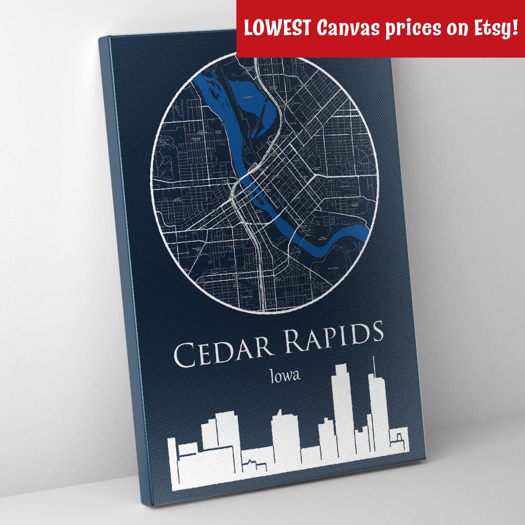 Cedar Rapids Iowa Map Canvas Print: City Home Decor - Etsy