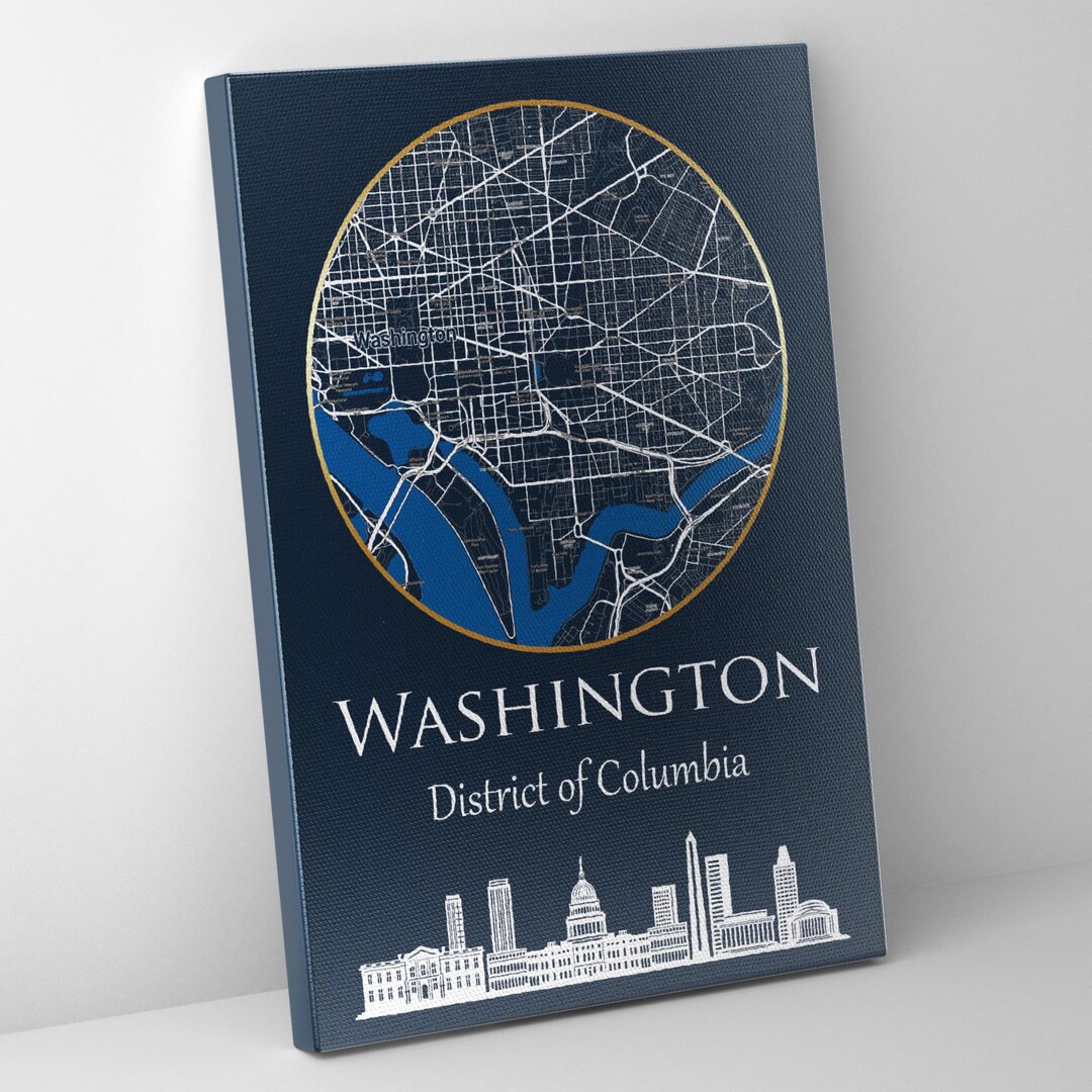 Washington DC Map Canvas Print - Washington Wall Art, Washington DC ...