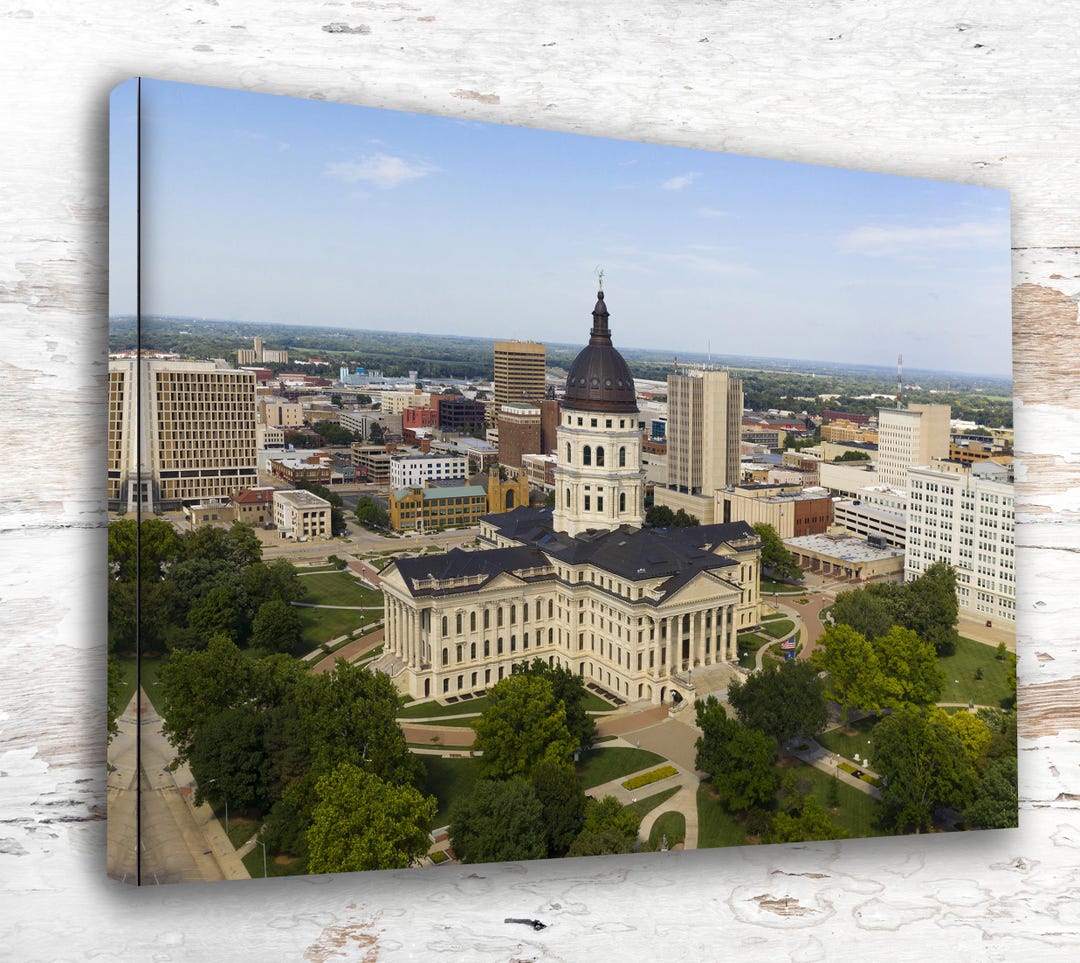 Topeka Travel Art - Topeka Watercolor Canvas Wall Art Print, Topeka ...