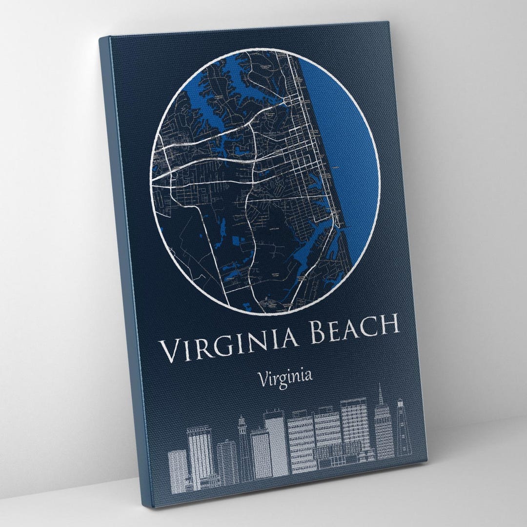 Virginia Beach Map Canvas Print - Virginia Beach Wall Art, Virginia ...