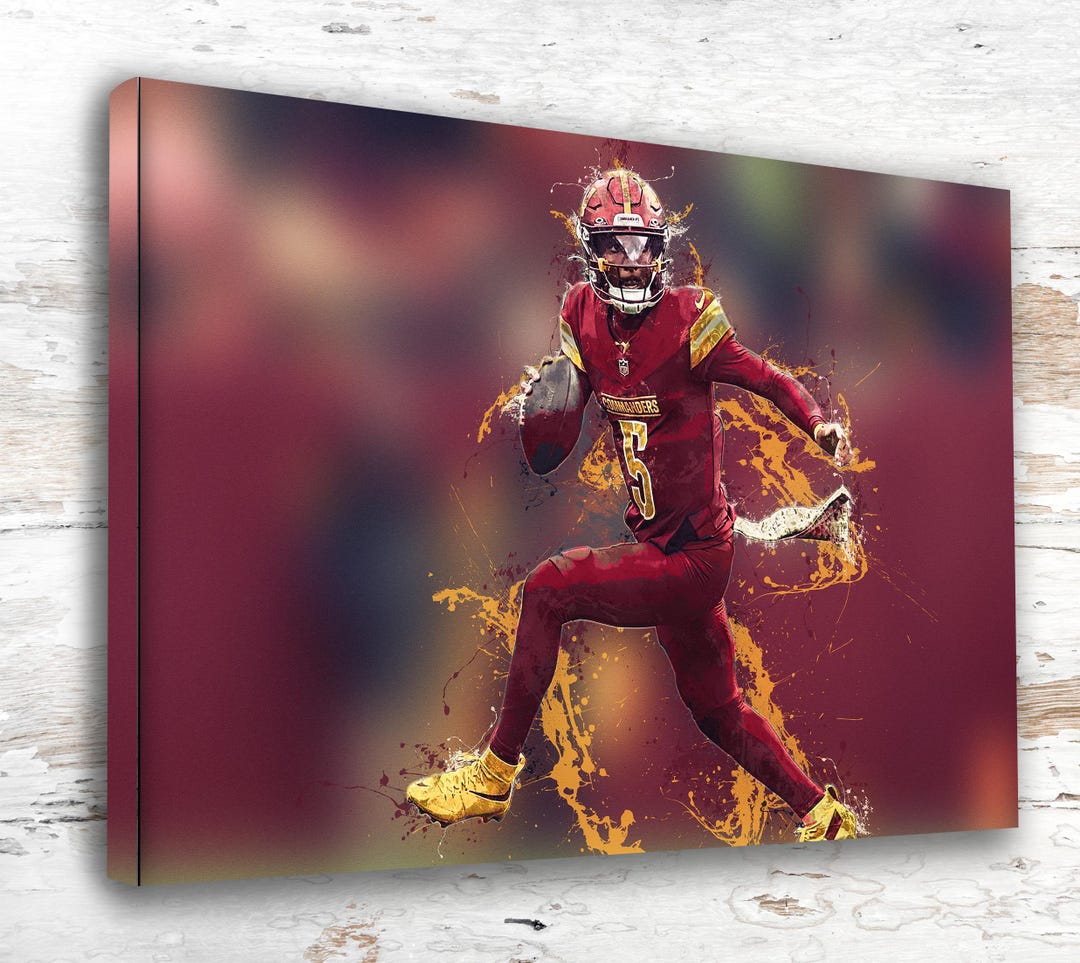 Jaden Daniels Washington Commanders Wall Art Decor, Wrapped Canvas ...