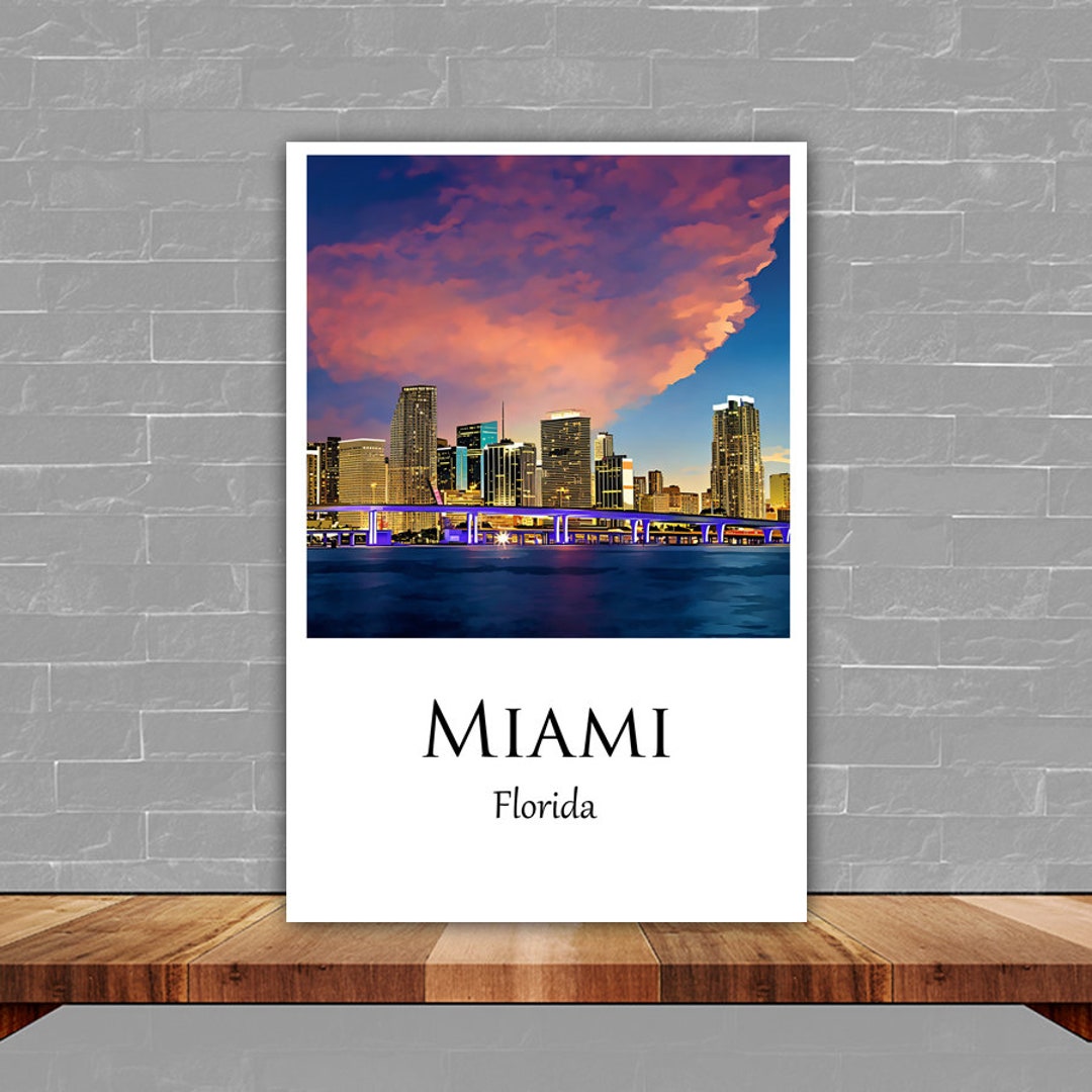 Miami Canvas, Miami Print, Miami Wall Art, Miami Travel Art Print ...