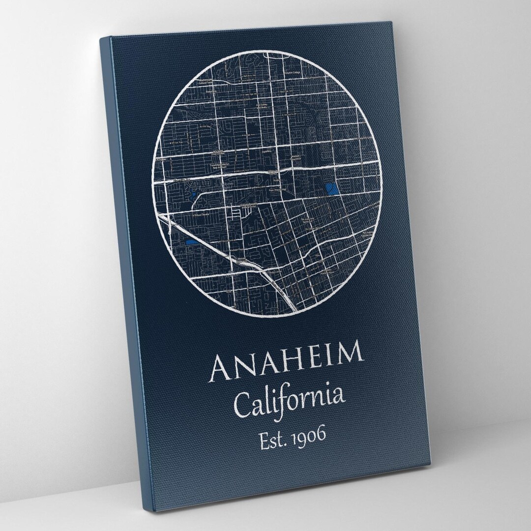 Anaheim Map Canvas Print -anaheim Wall Art, Anaheim City Map , Anaheim ...