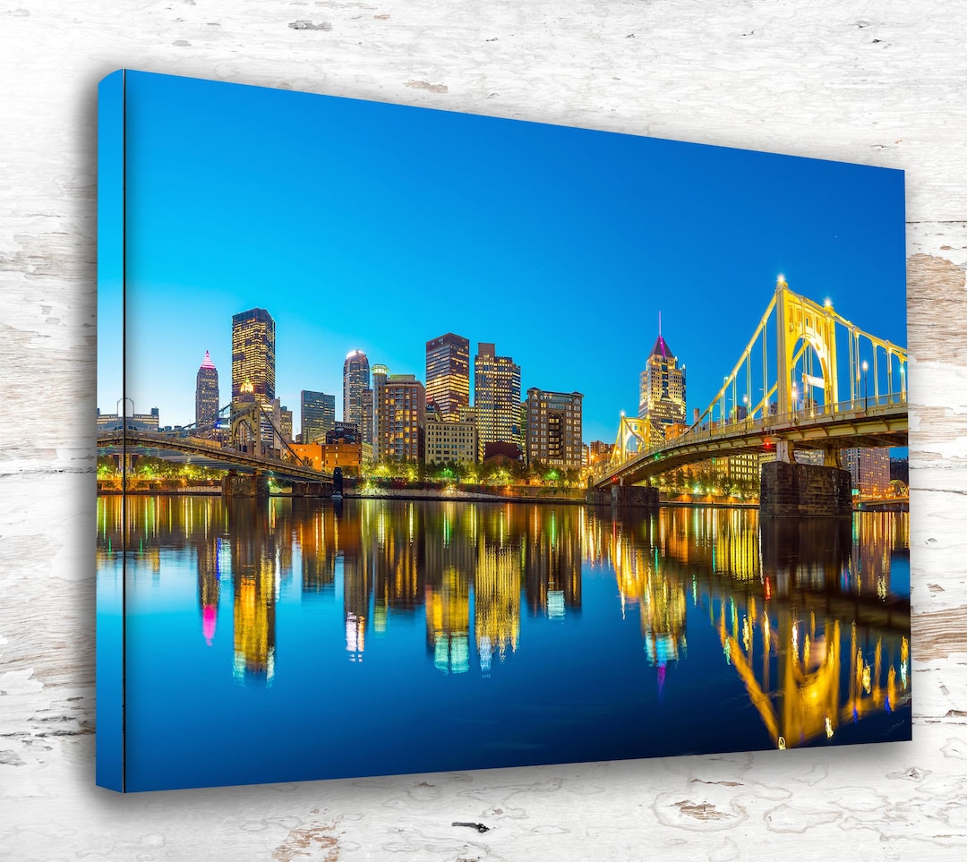 Pittsburgh Skyline Canvas Print, Steel City Watercolor Wall Art - Etsy