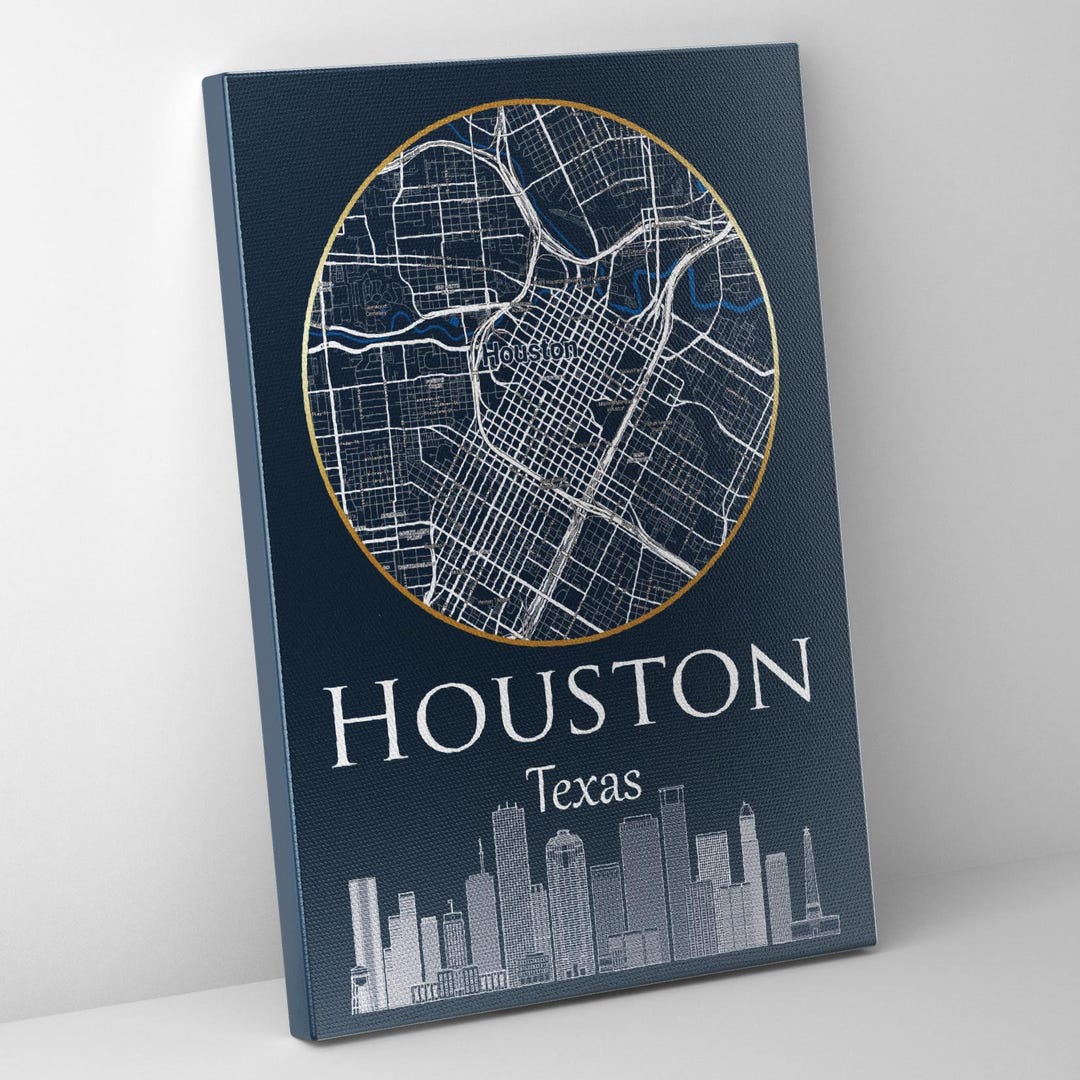Houston Map Canvas Print - Houston Wall Art, Houston City Map Canvas ...