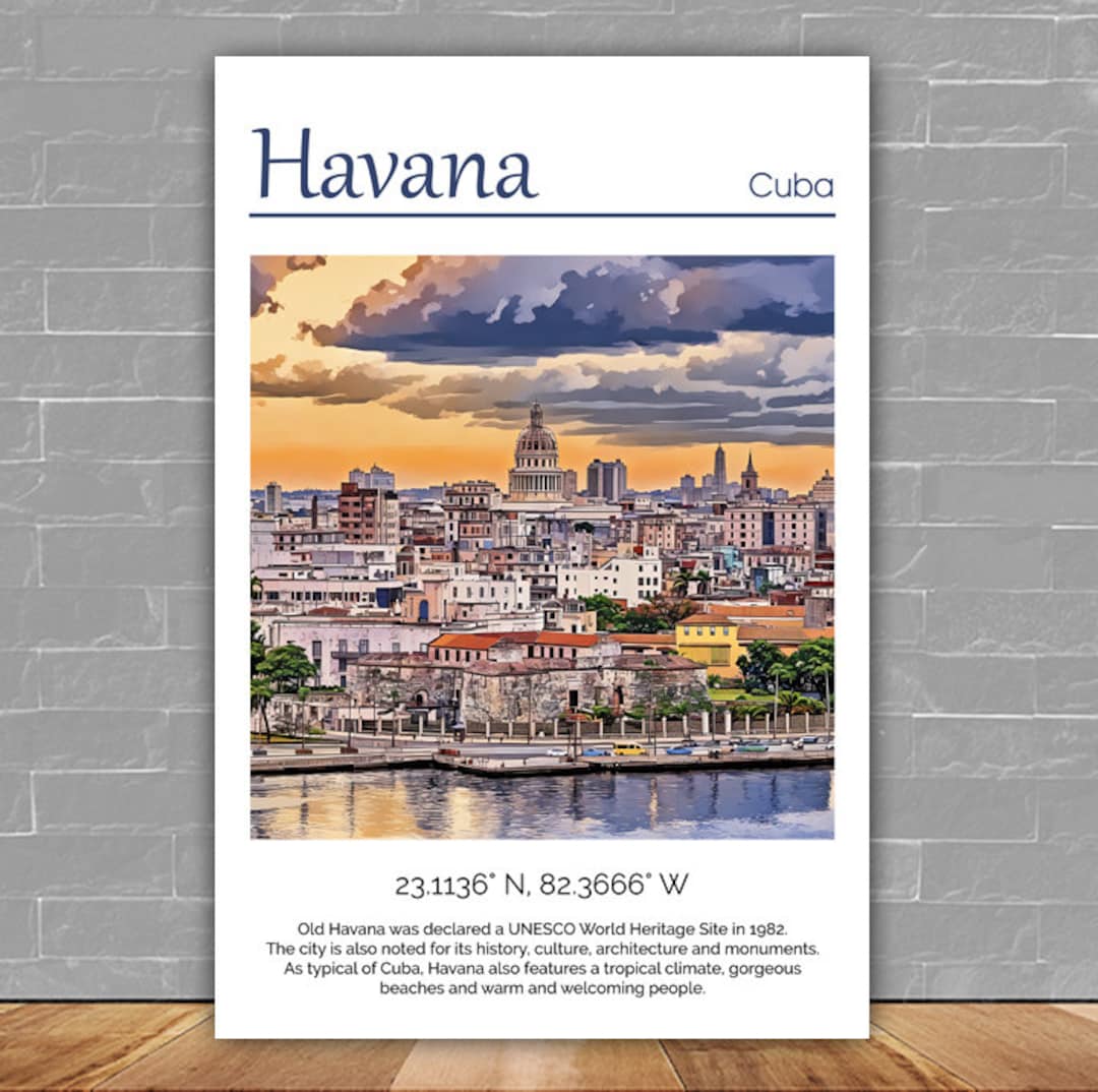 Havana Canvas, Havana Print, Havana Wall Art, Havana Travel Art Print ...