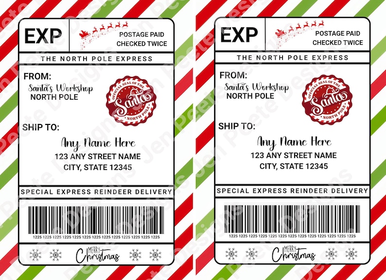 Personalized Santa Shipping Labels in Color - From Santa Claus ...