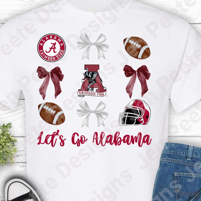 Alabama Ready to Press Heat Transfer, Roll Tide, Coquette, Bow ...
