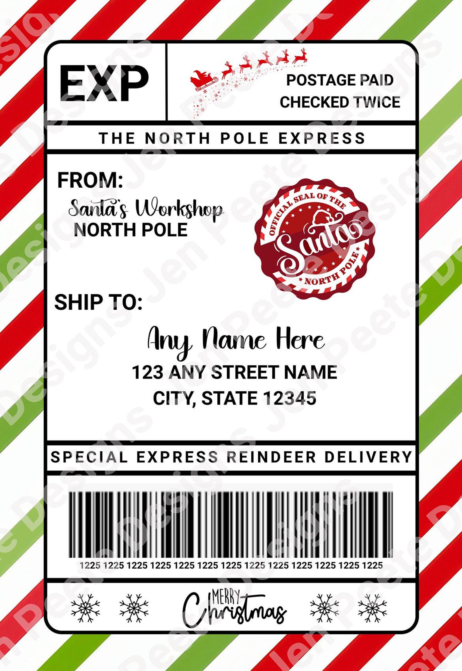 Personalized Santa Shipping Labels in Color - From Santa Claus ...