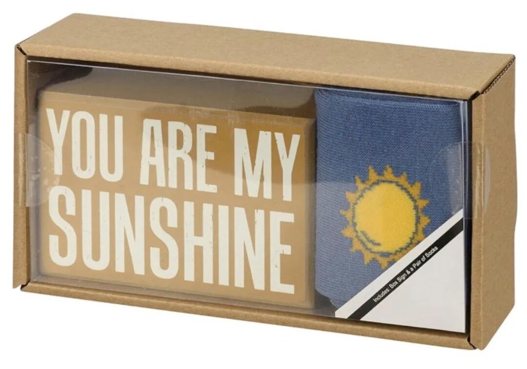 My Sunshine Box Sign and Sock Gift Set - Etsy