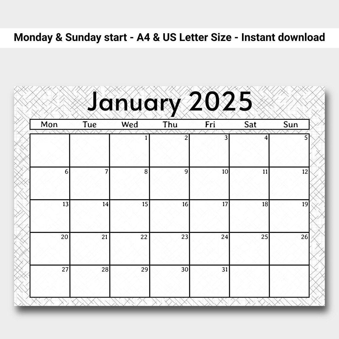 Editable January 2025 Printable Calendar Fillable Printable Digital ...