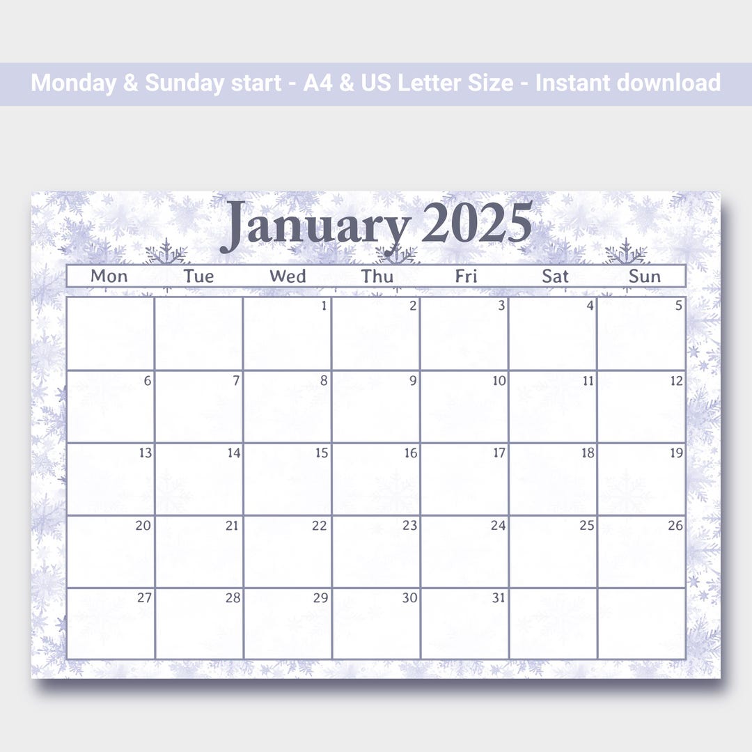 Editable January 2025 Printable Calendar Fillable Printable Digital ...