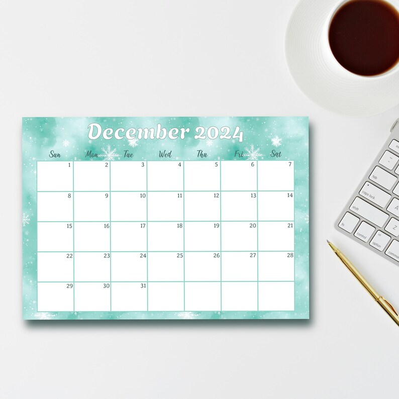 Editable December 2024 Printable Calendar | Fillable Printable Digital ...