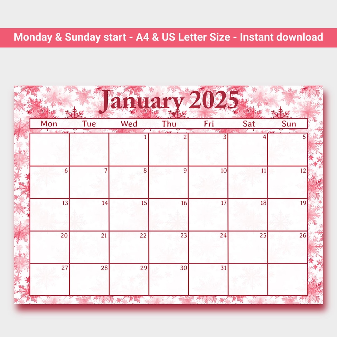 Editable January 2025 Printable Calendar Fillable Printable Digital ...