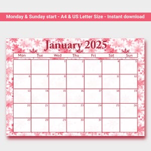 Editable January 2025 Printable Calendar Fillable Printable Digital ...