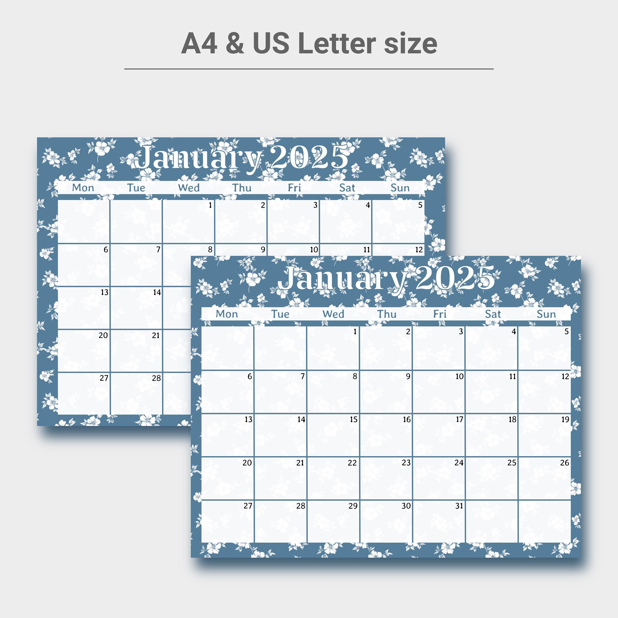 Editable January 2025 Printable Calendar | Fillable Printable Digital ...