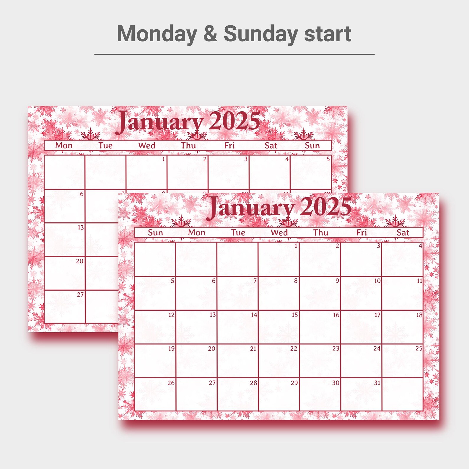 Editable January 2025 Printable Calendar Fillable Printable Digital ...