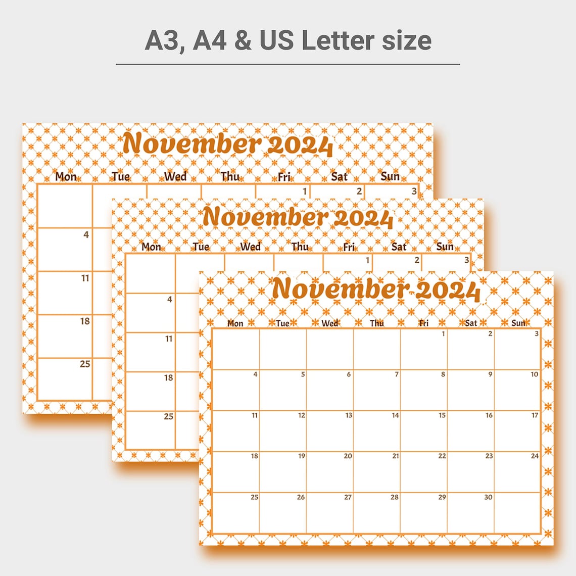 Editable November 2024 Printable Calendar| Printable Monthly| Digital ...