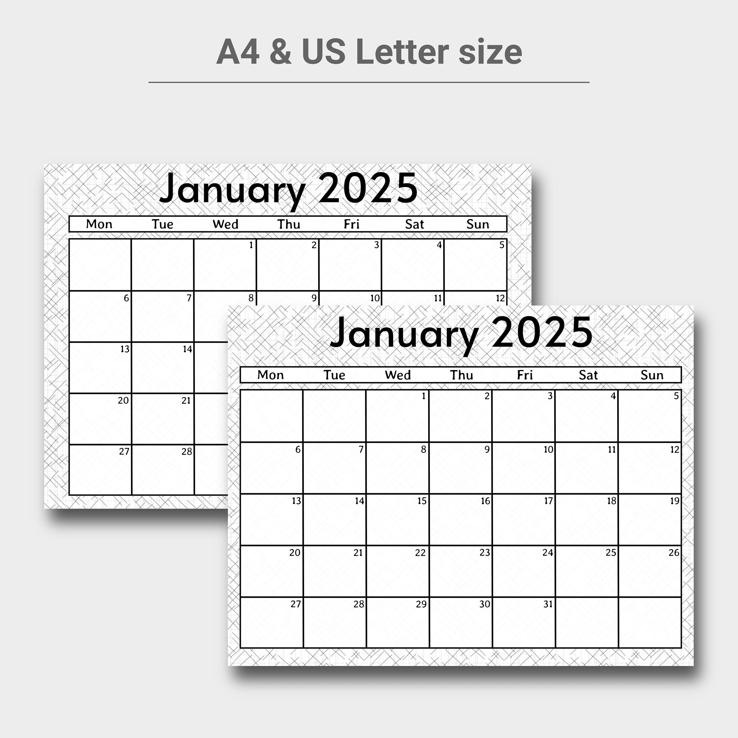 Editable January 2025 Printable Calendar Fillable Printable Digital ...