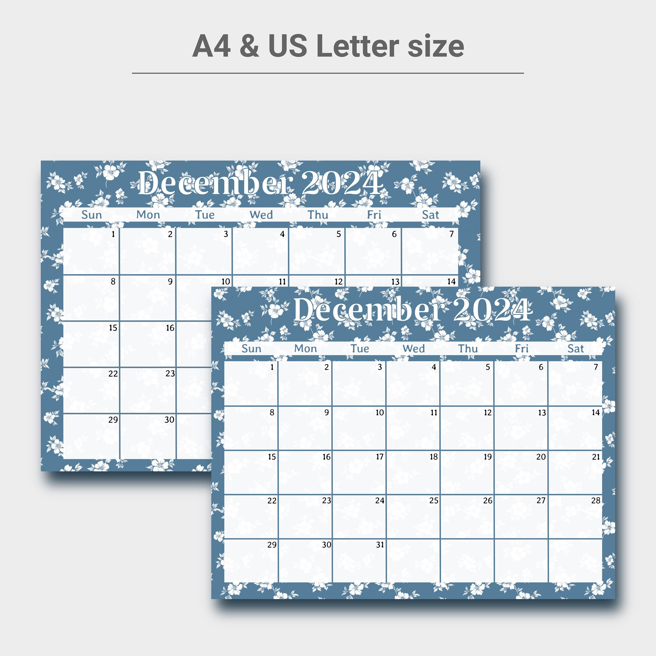 Editable December 2024 Printable Calendar | Fillable Printable Digital ...