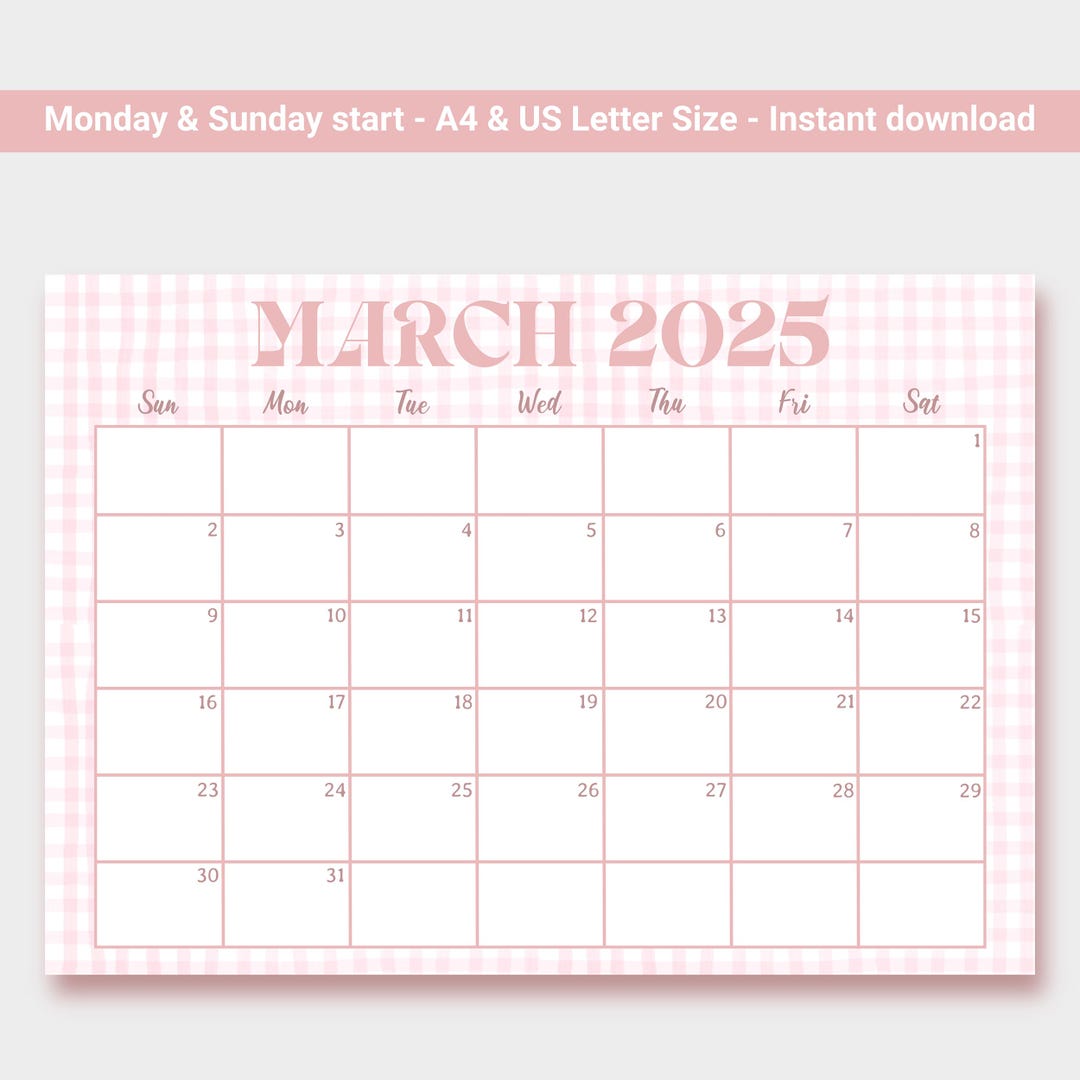 Editable March 2025 Printable Calendar | Fillable Printable Digital ...
