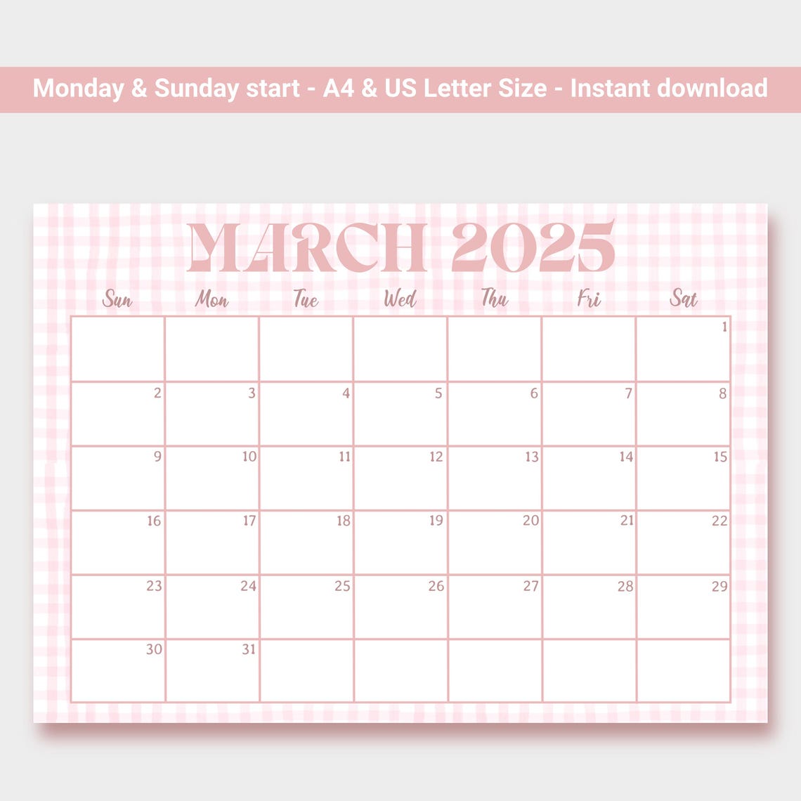 Editable March 2025 Printable Calendar | Fillable Printable Digital ...