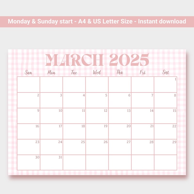 March 2025 Printable Calendar - Etsy