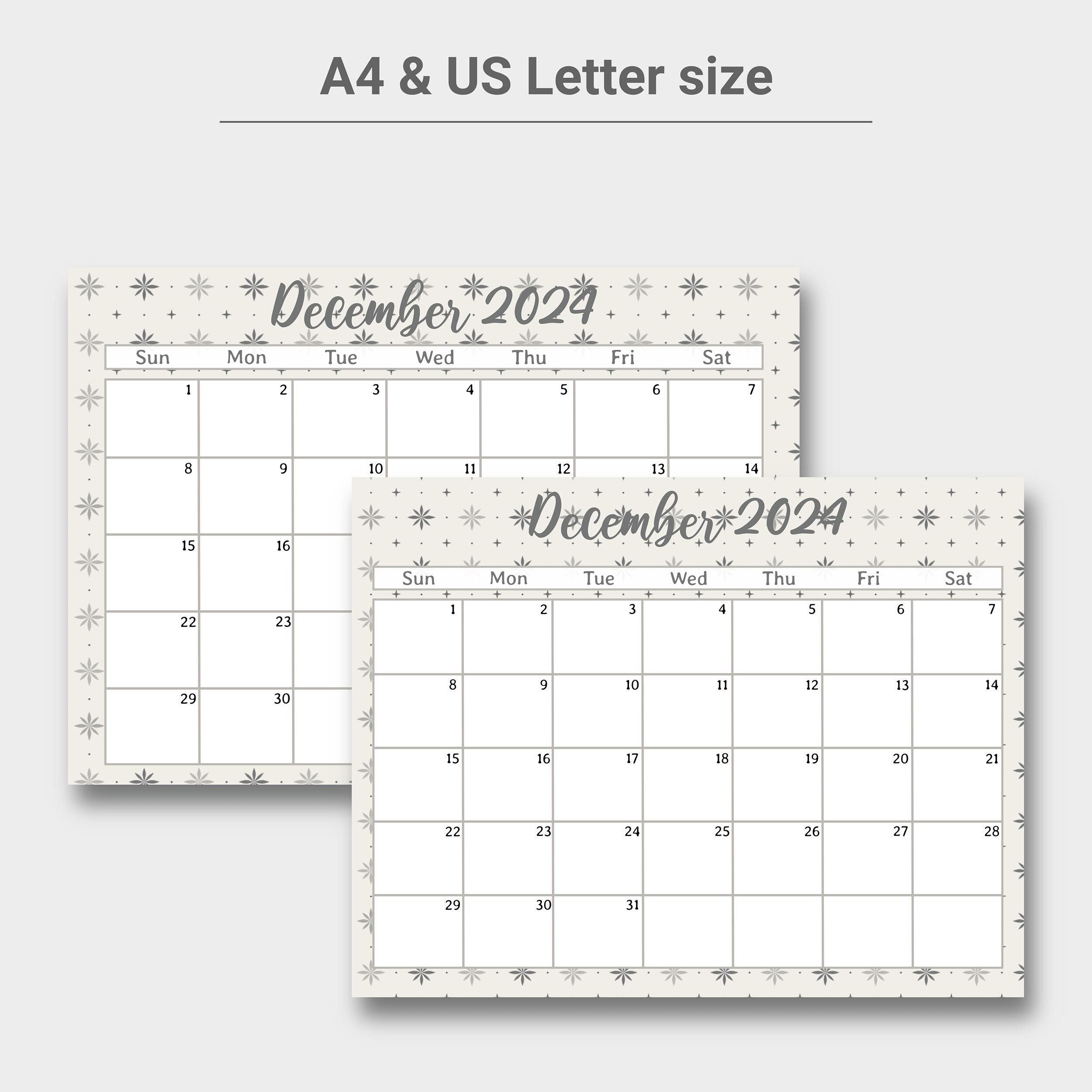 Editable December 2024 Printable Calendar Fillable Printable Digital ...