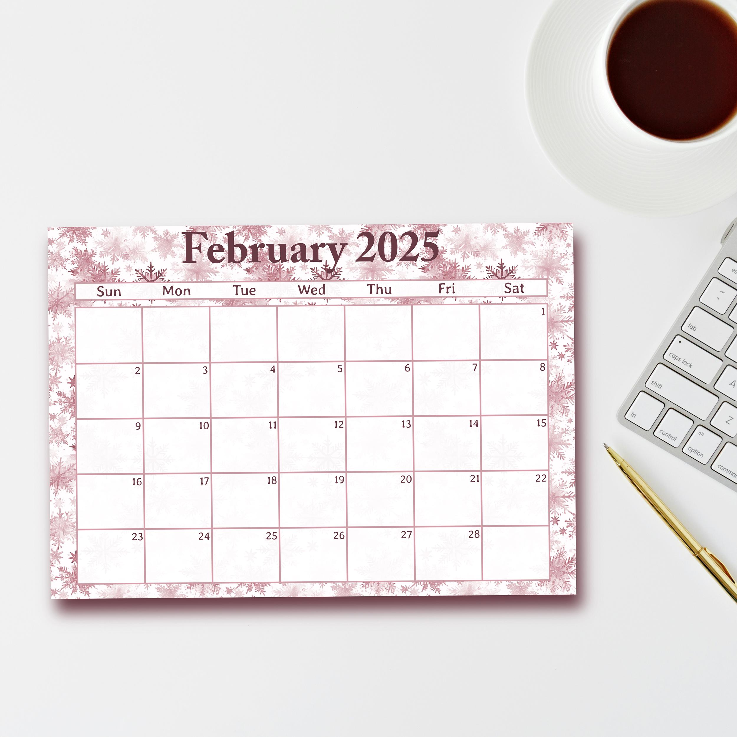 Editable February 2025 Printable Calendar Fillable Printable Digital ...