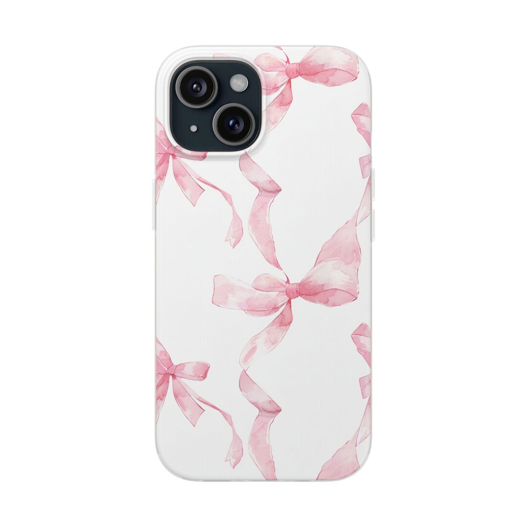 Pink Ribbon Phone Case, Girly Floral TPU Cover - Etsy