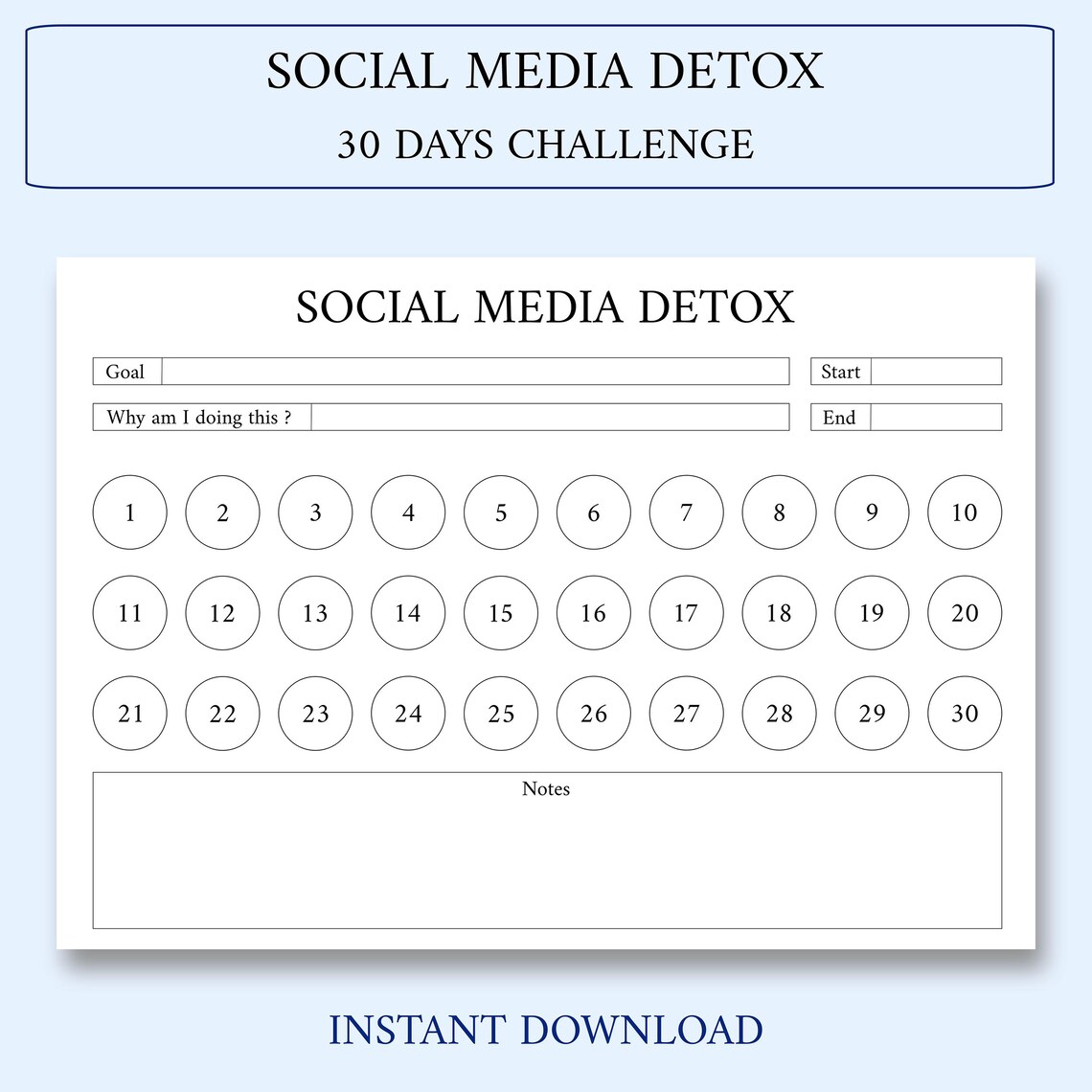 Digital Detox Social Media Detox Printable Pdf Download 30 Days Social ...
