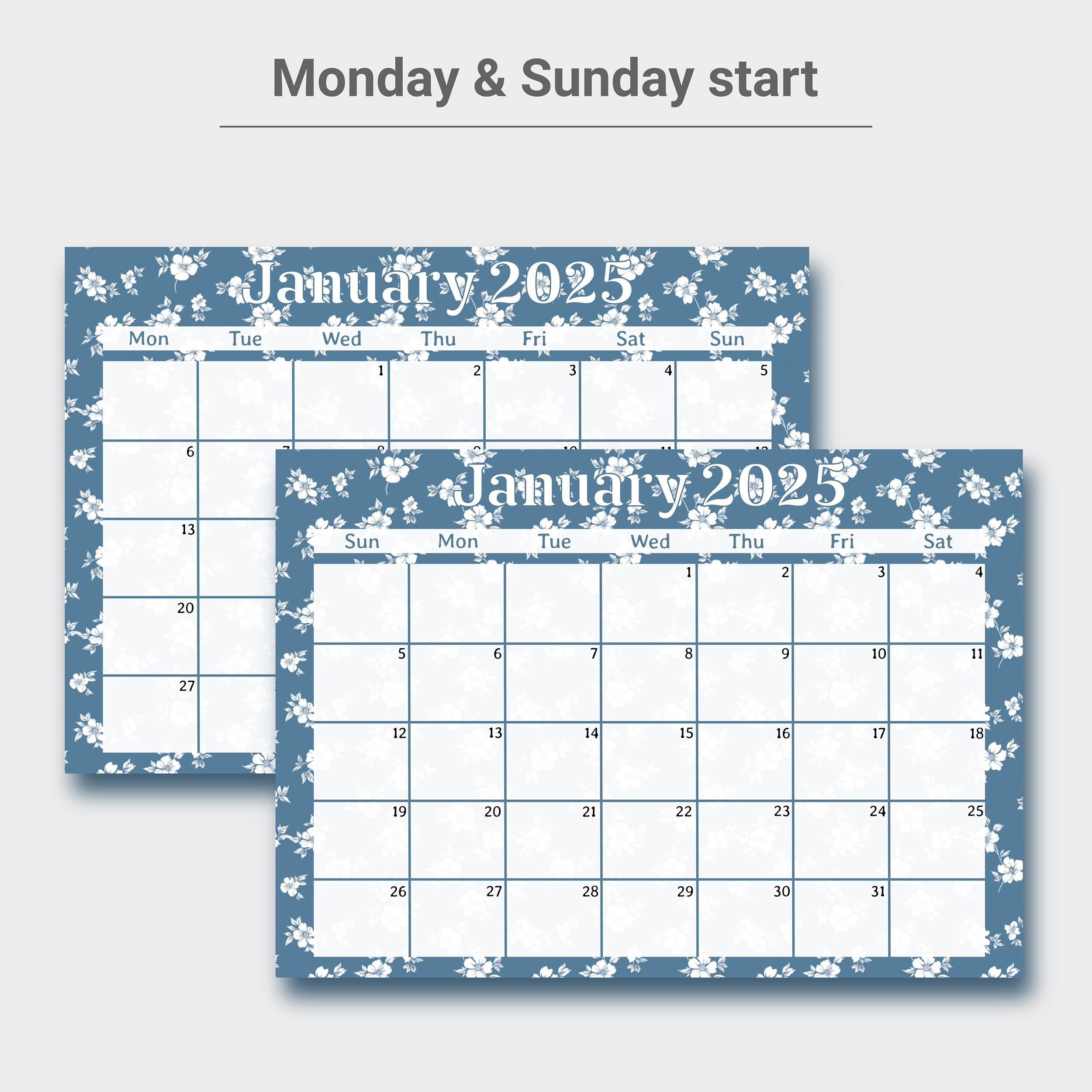 Editable January 2025 Printable Calendar | Fillable Printable Digital ...