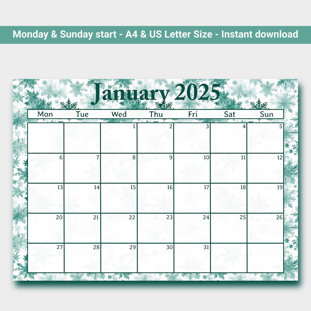 Editable January 2025 Printable Calendar Fillable Printable Digital ...
