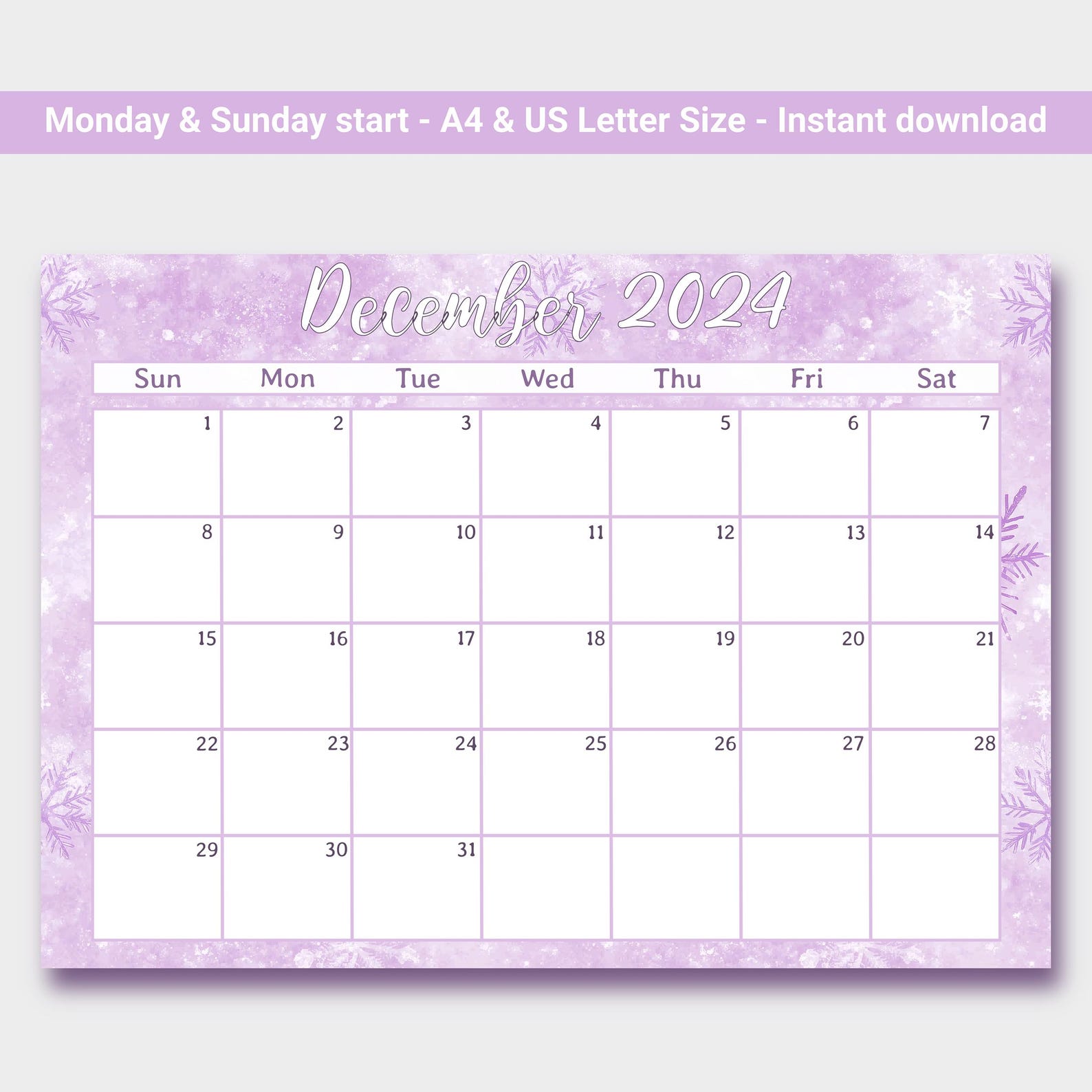 Editable December 2024 Printable Calendar Fillable Printable Digital ...