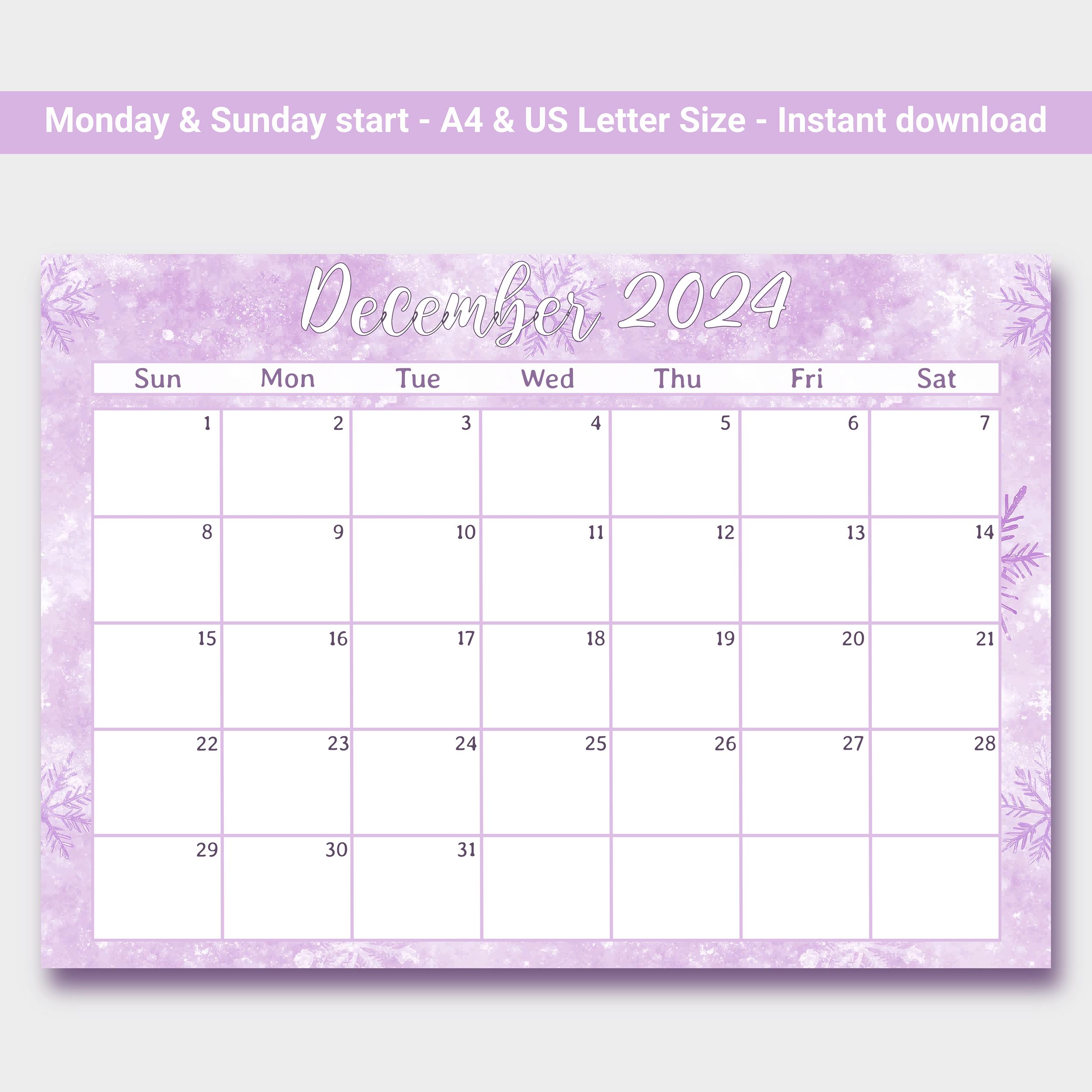 Editable December 2024 Printable Calendar Fillable Printable Digital ...