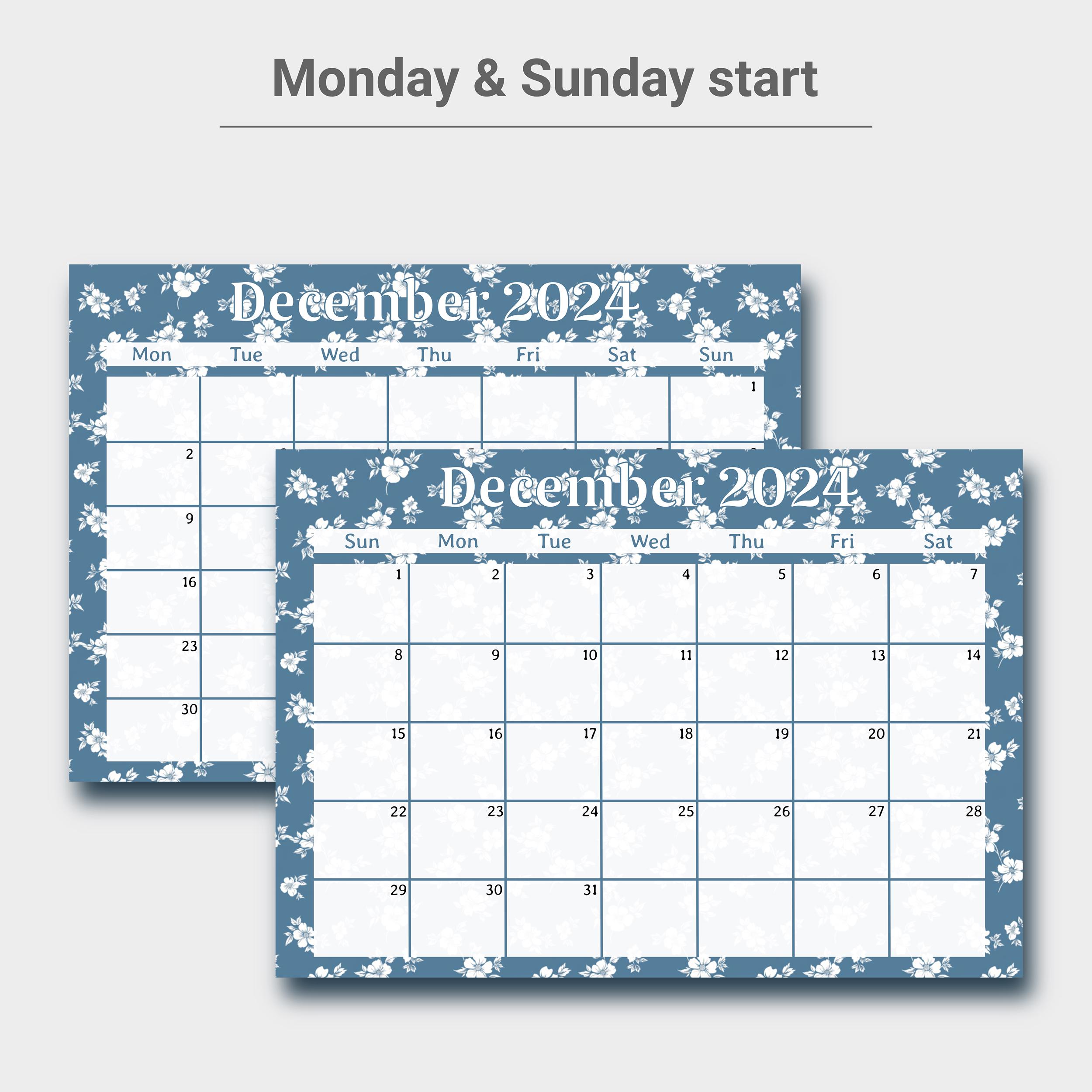 Editable December 2024 Printable Calendar | Fillable Printable Digital ...