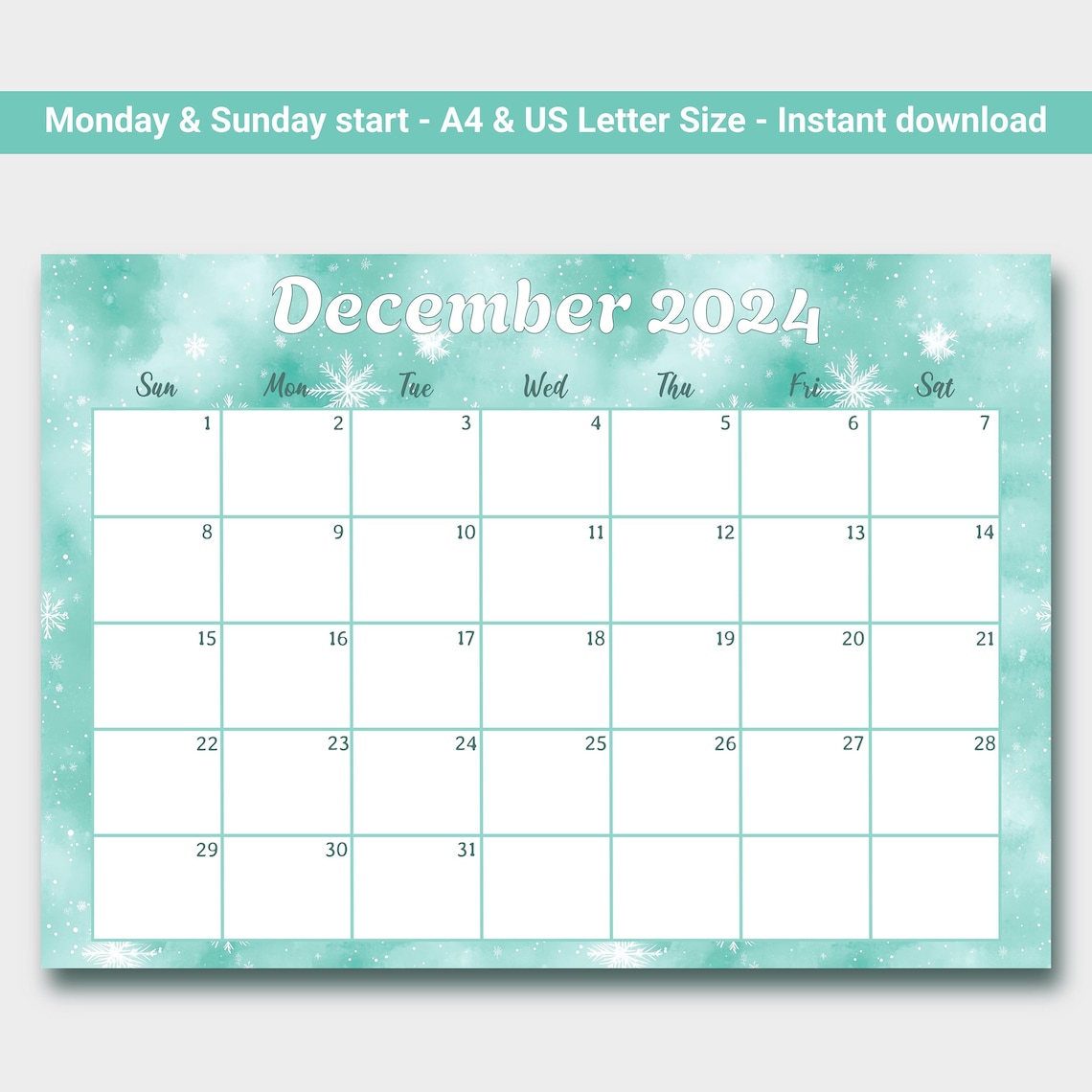 Editable December 2024 Printable Calendar | Fillable Printable Digital ...