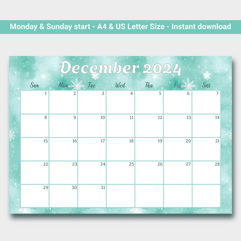 Editable December 2024 Printable Calendar | Fillable Printable Digital ...