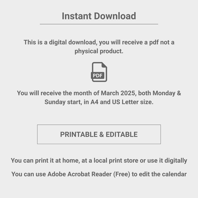 Editable March 2025 Printable Calendar | Fillable Printable Digital ...