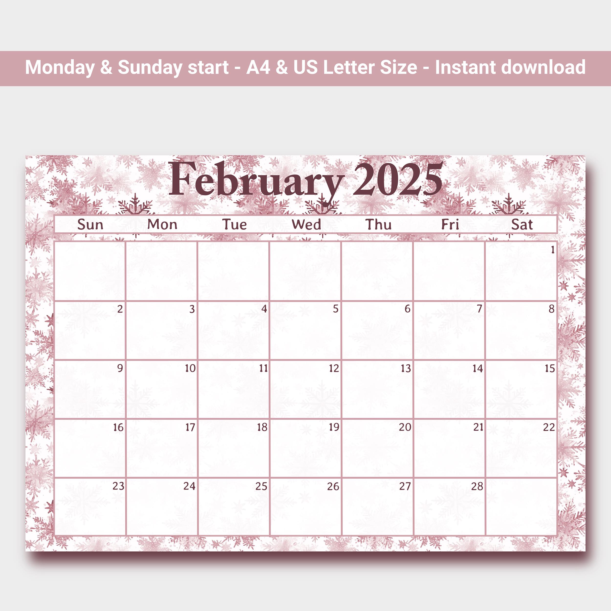 Editable February 2025 Printable Calendar Fillable Printable Digital ...