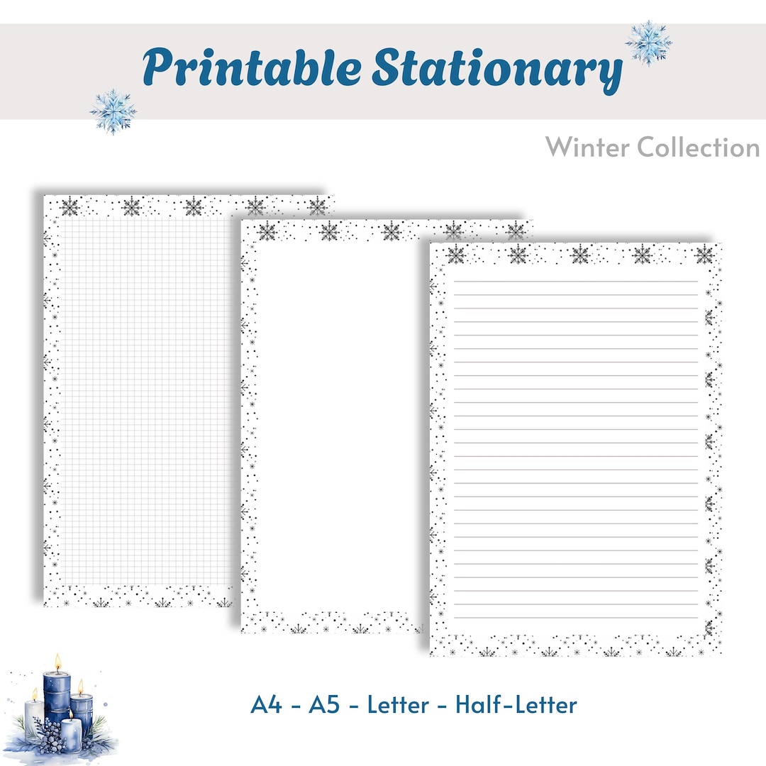 Winter Printable Writing Notepaper Stationery| Instant Download ...