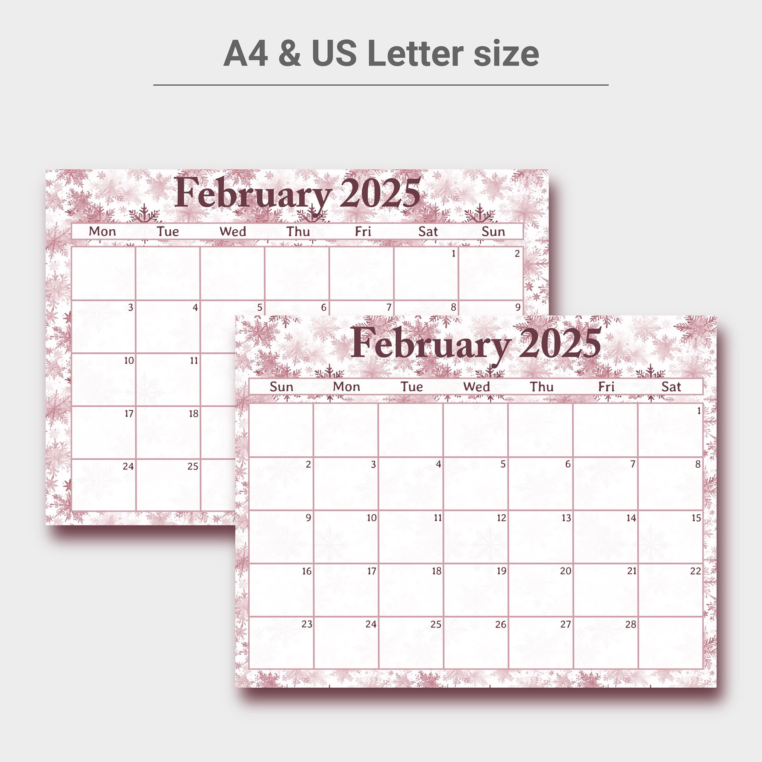 Editable February 2025 Printable Calendar Fillable Printable Digital ...