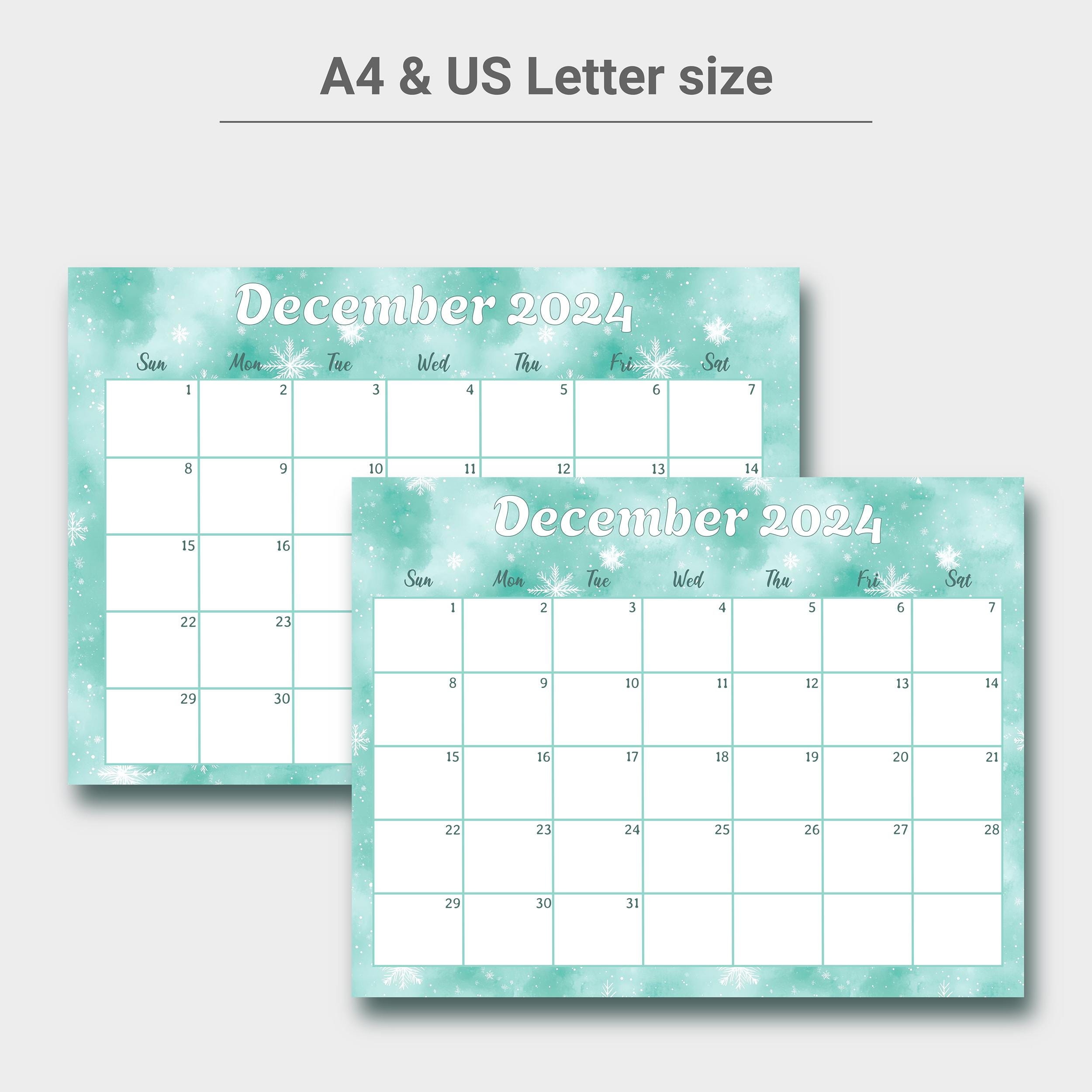Editable December 2024 Printable Calendar | Fillable Printable Digital ...